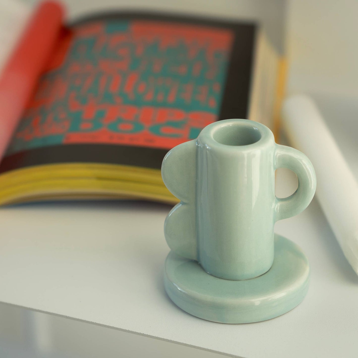 Light Blue Ceramic Candle Holder – The Paper Canopy